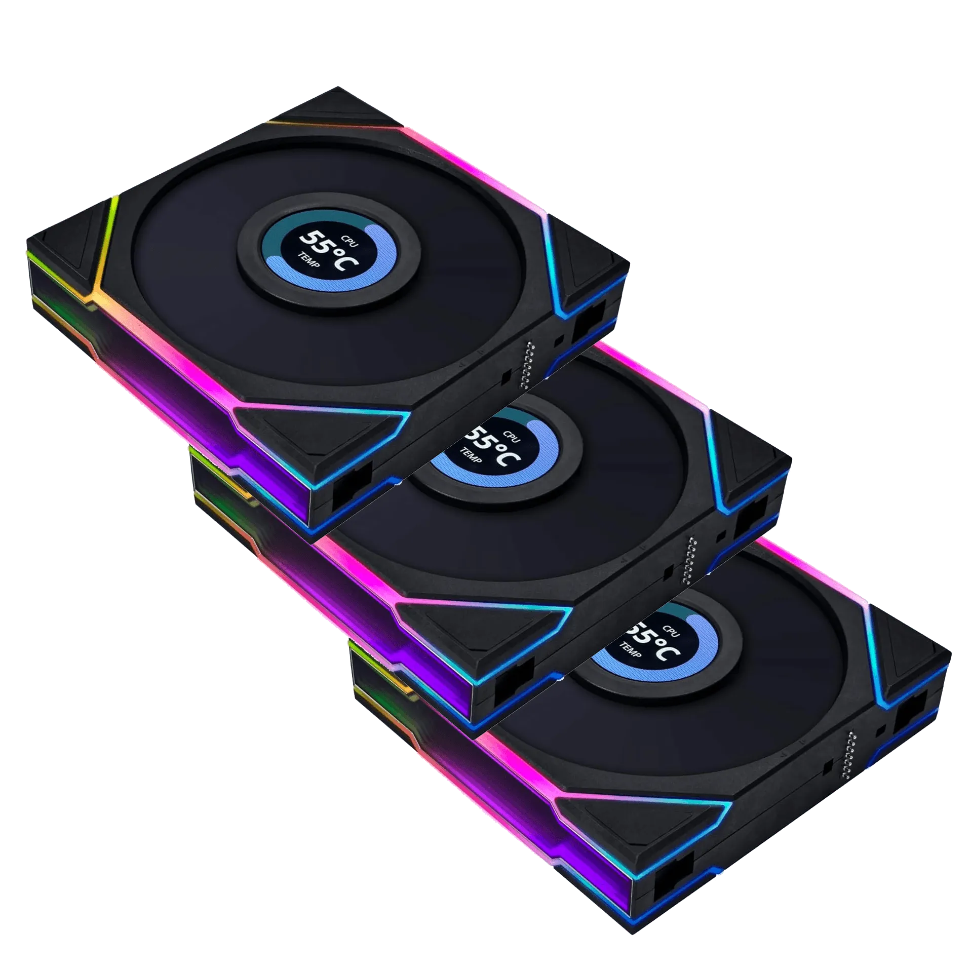 LIAN LI TL120 LCD 120mm ARGB With Controller Black (1 Pack) (3 Fans In ...